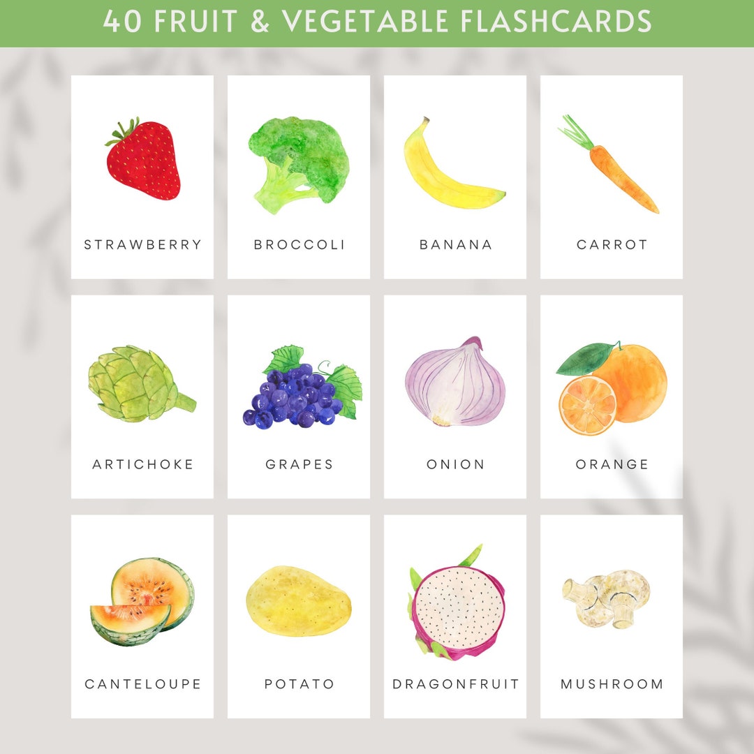 Tarjetas didácticas de frutas y verduras Imprimibles Descarga ...