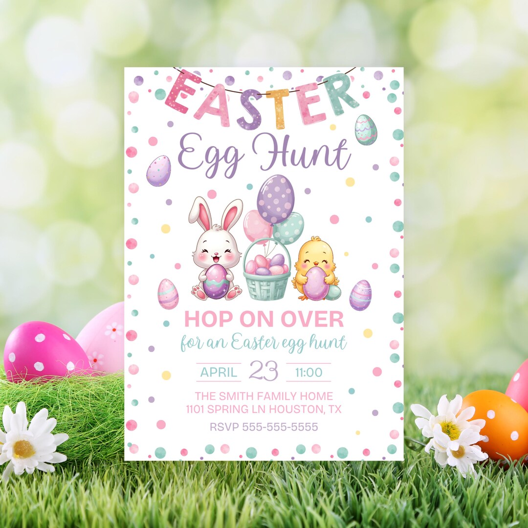 Easter Egg Hunt Invitation - Editable - Printable - Easter Party Invite ...