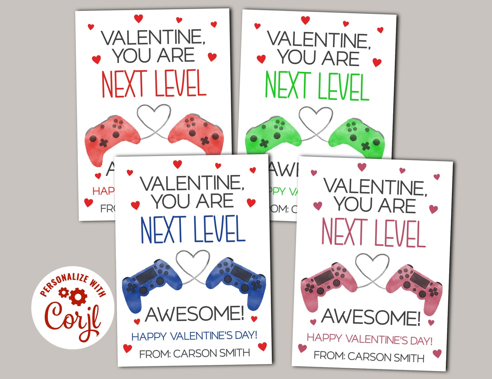 Gamer Valentine Editable Printable Digital Download - Etsy