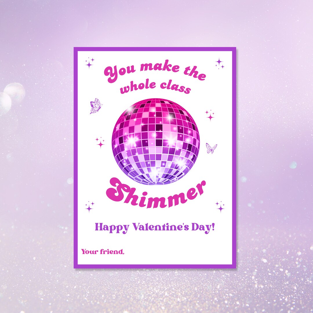 Shimmer Valentine Cards Printable School Valentine Class Party Teen ...
