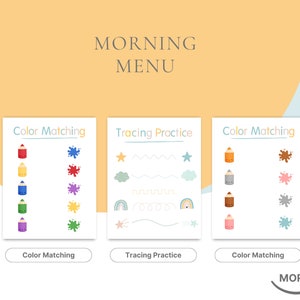 Morning Menu - Preschool - Printable - Kindergarten - Instant Download ...