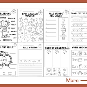 First Grade - Worksheets - Fall Theme - Printable - Homeschool ...
