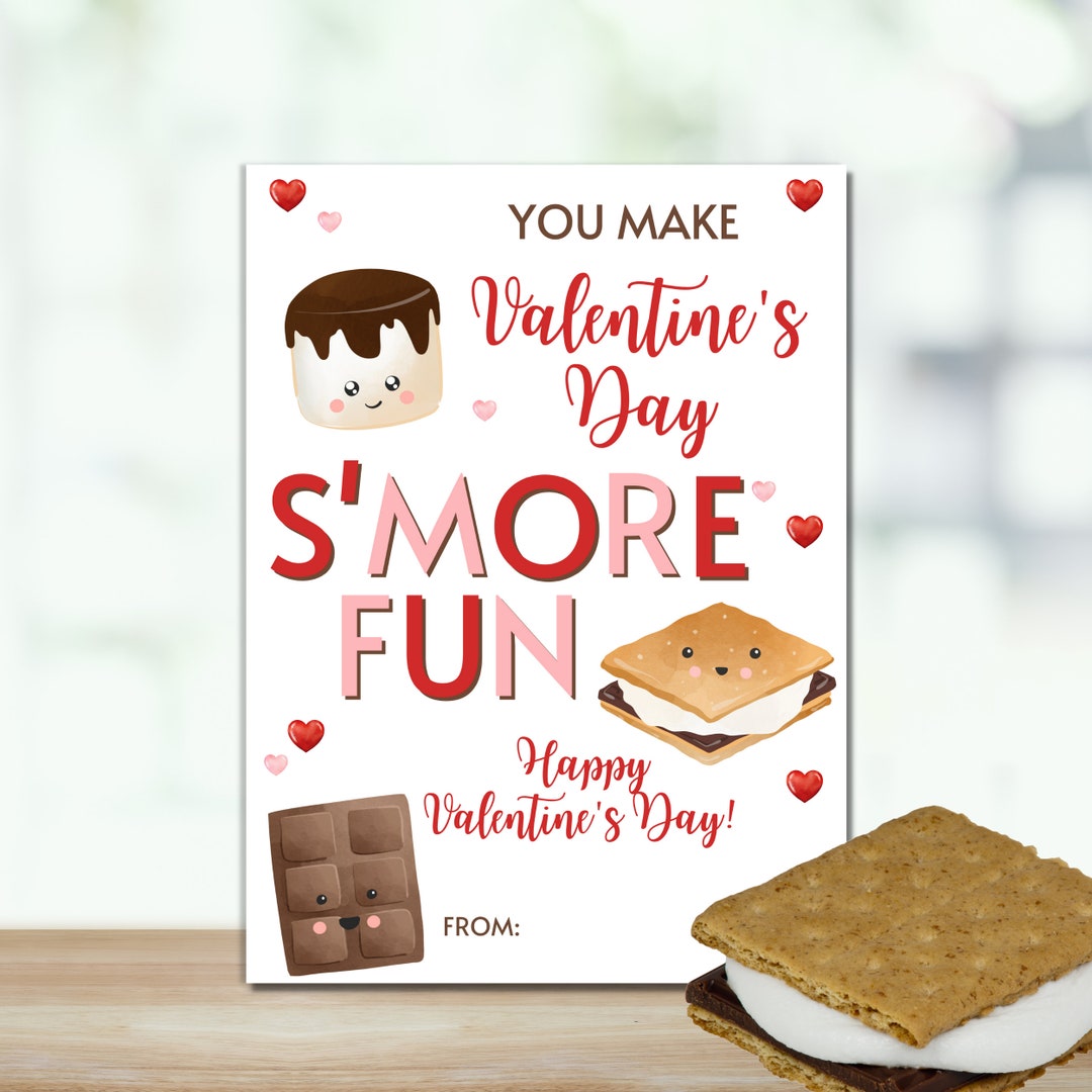 S'mores Valentine Printable Kids Valentines School Valentine Class ...