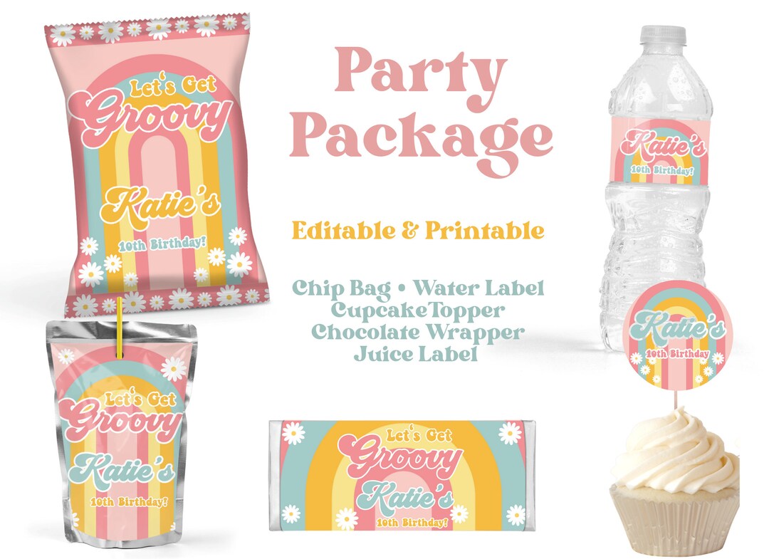 Groovy Birthday Party - Package - Bundle - Editable - Printable - Any ...