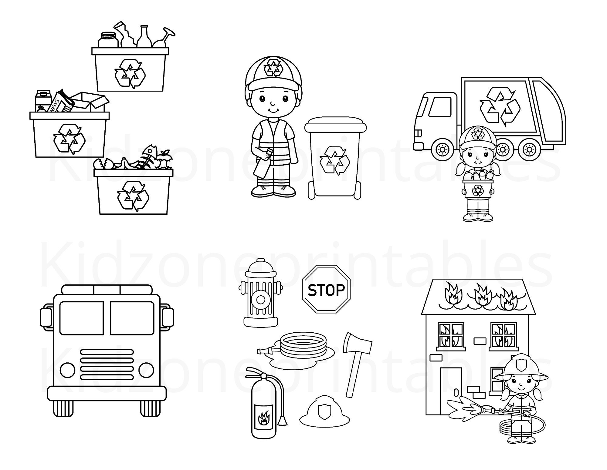 Community Helpers Coloring Pages Printable Instant | Etsy