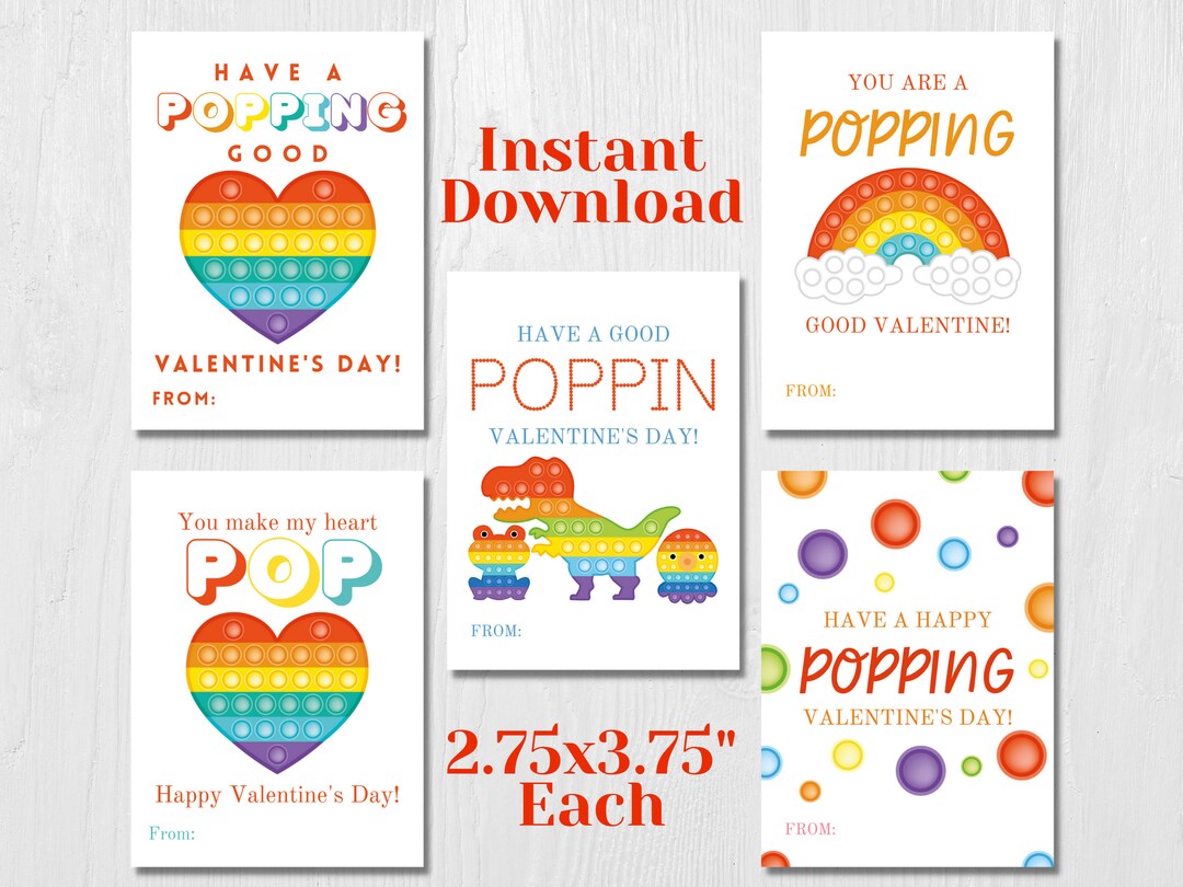 Pop It Valentine Cards - Printable - Instant Download - Valentine's Day ...