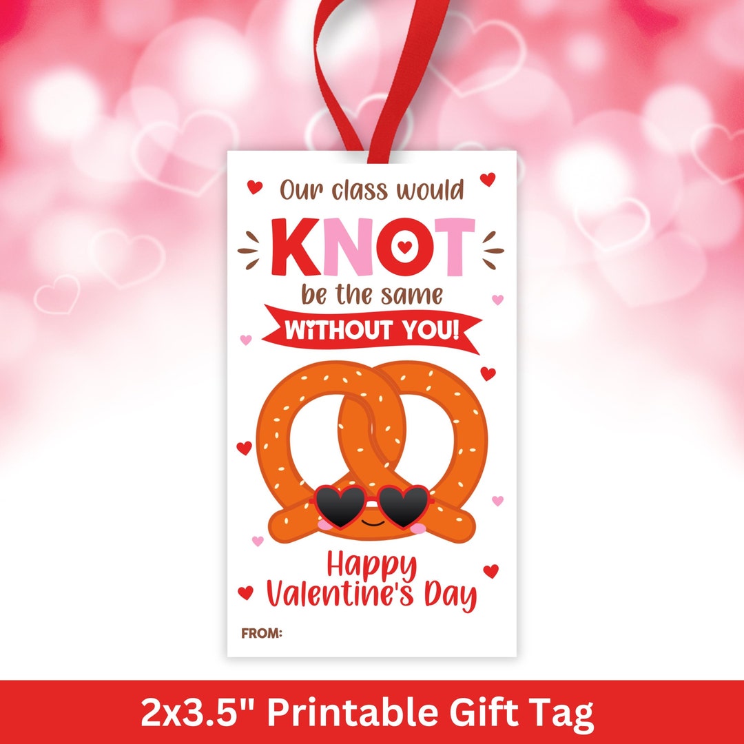 Pretzel Valentine Tag - Printable - Class Valentines - Cute Valentine ...