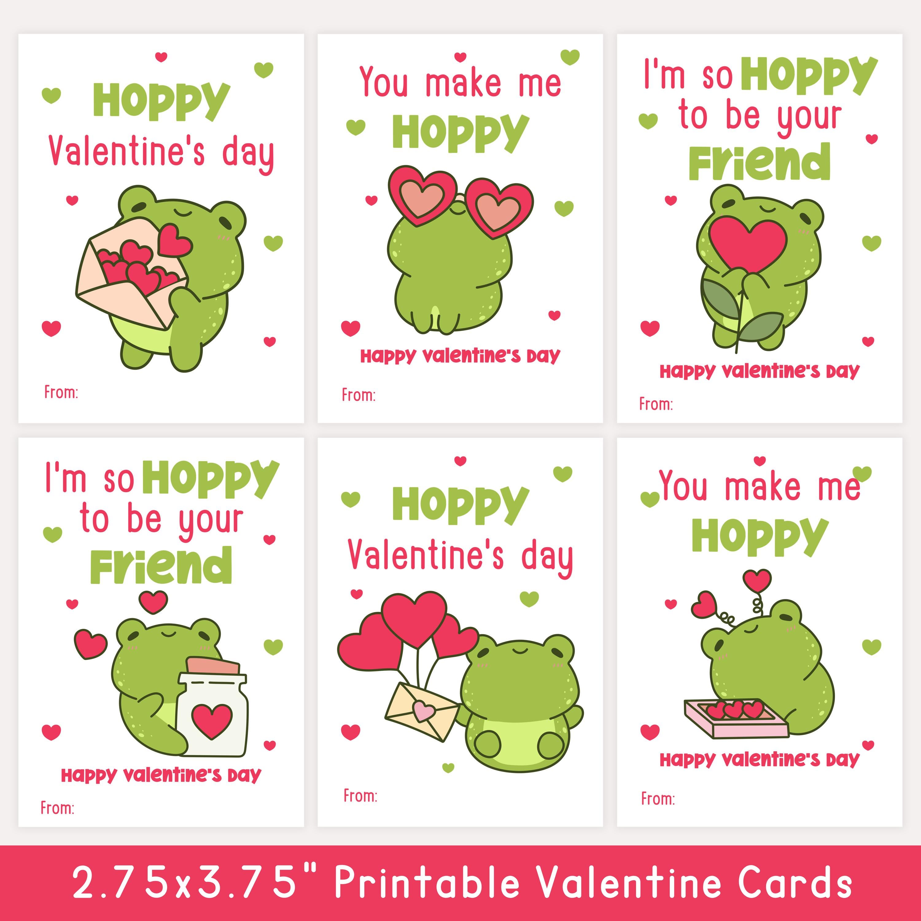 Frog Valentine Cards - Printable - Kids Valentines - School Valentine ...