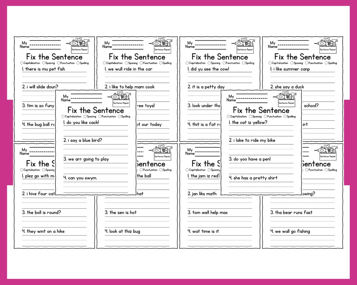 Sentences - Worksheets - Printable - Instant Download - Kindergarten ...