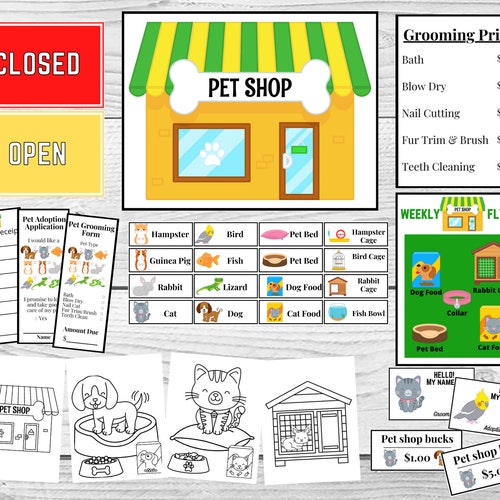 Pet Shop Dramatic Play Printables - Etsy
