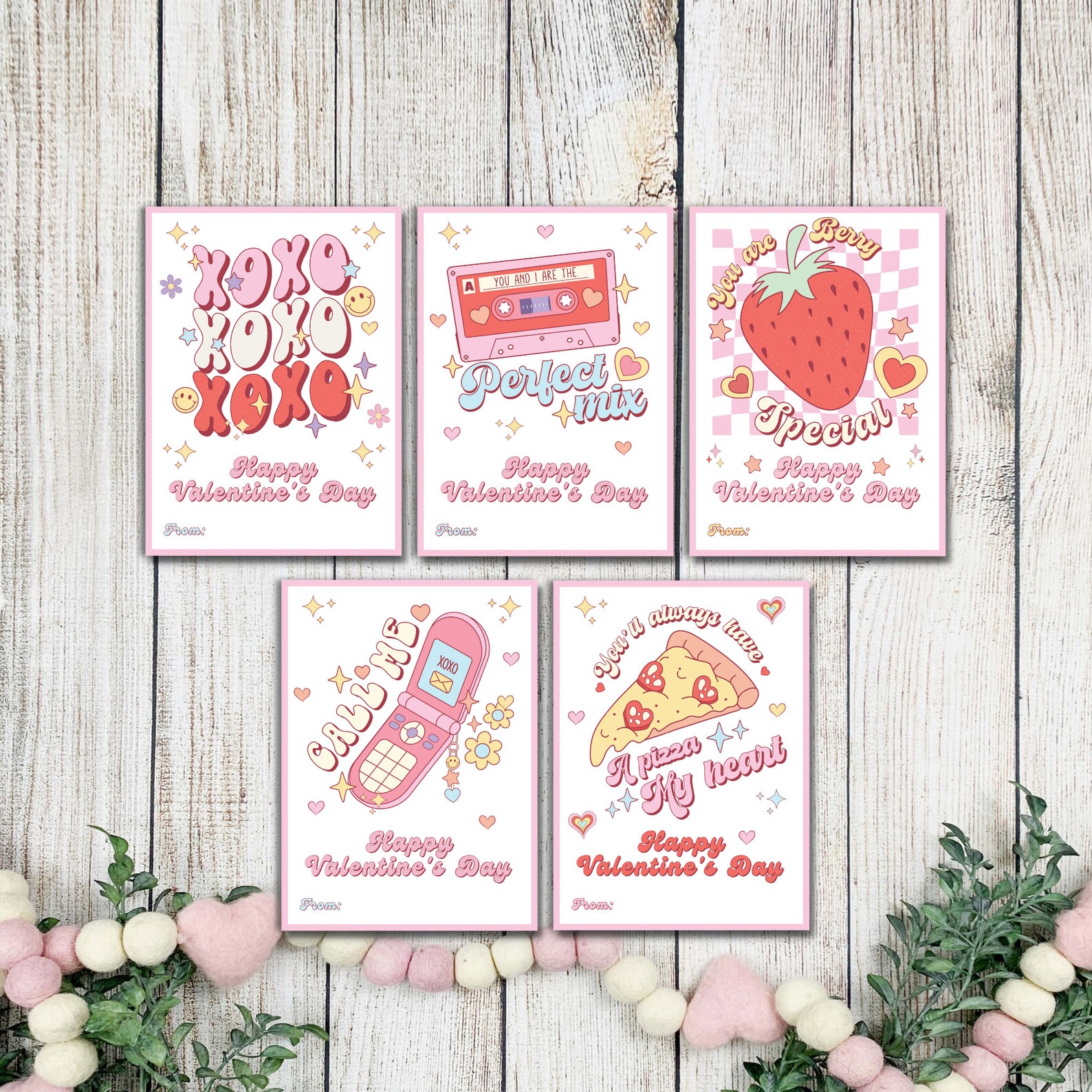 Retro Valentine Cards - Printable - Groovy - School Valentine - Class ...