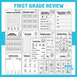 First Grade - Summer Review - Worksheets - Printable - Homeschool ...