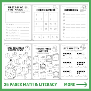 First Grade - Worksheets - Back to School - Printable - Homeschool ...