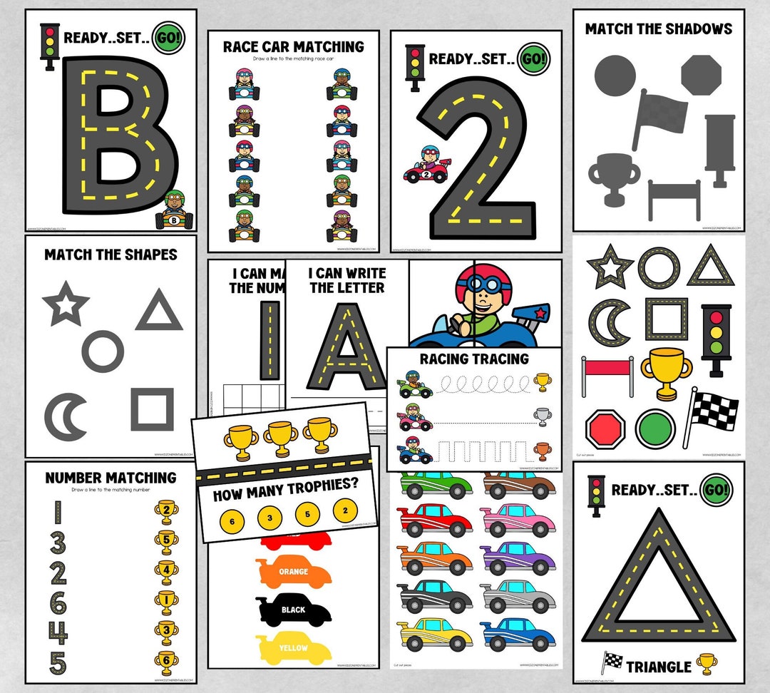 Preschool Activities - Race Car - Printable - Letters - Counting ...
