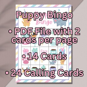 Kids Bingo - Puppy Party - Printable - Instant Download - Etsy