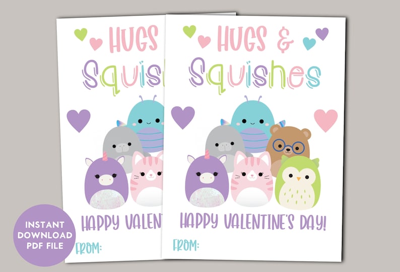 Squish Valentine Printable Instant Download Kids - Etsy