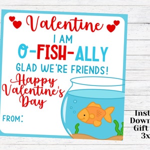 Valentine Gift Tag - Printable - Goldfish - Instant Download - Etsy