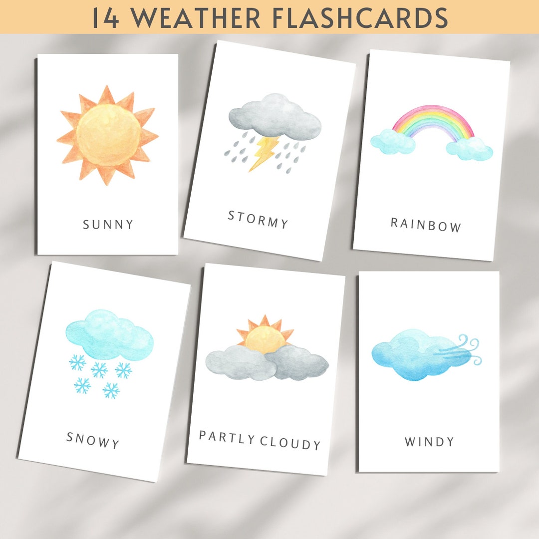 Weather Flash Cards Printable Instant Download Learning Homeschool ...