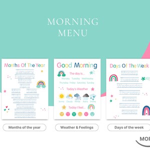 Preschool Morning Menu - Printable - Alphabet - Numbers - Affirmations ...
