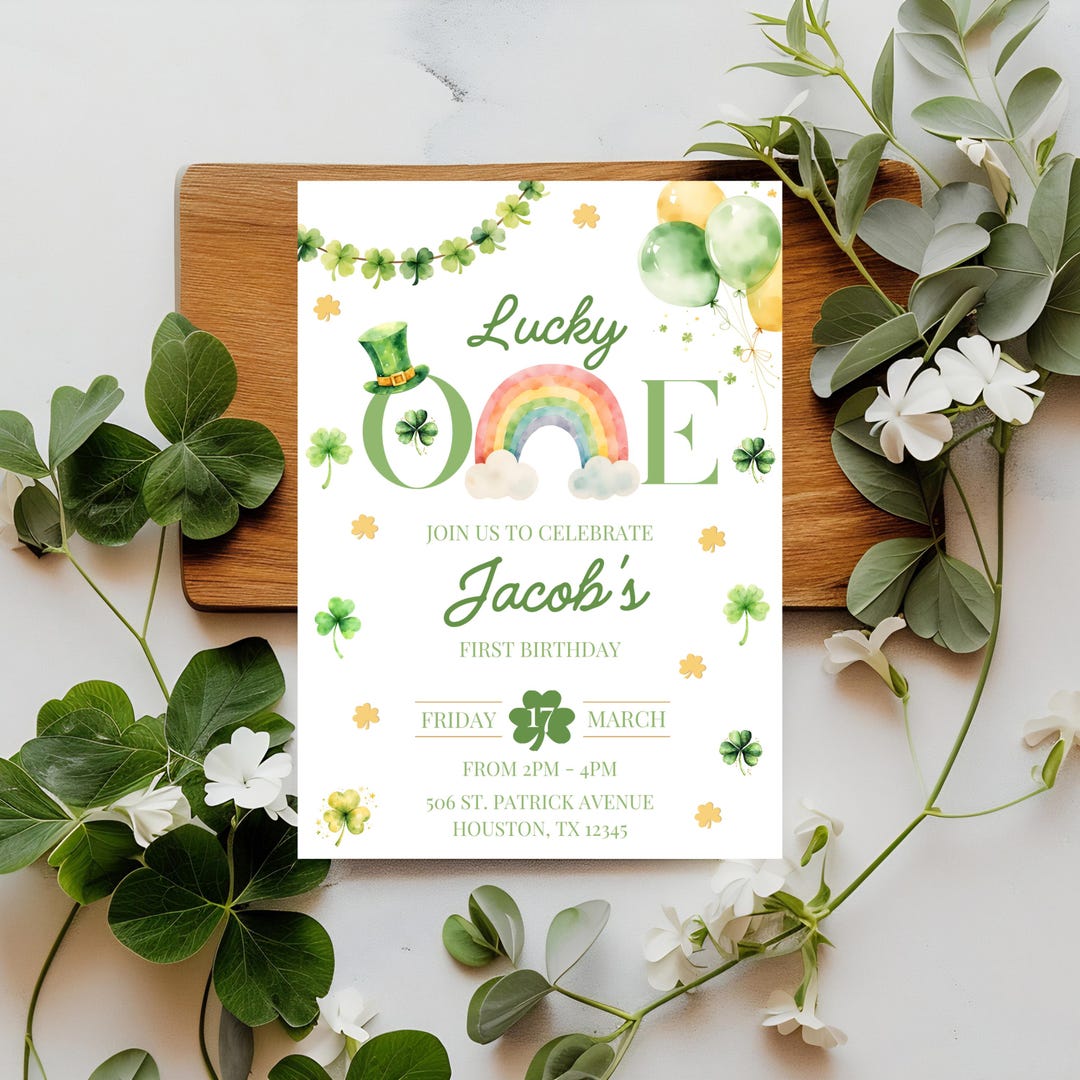Lucky One Invitation - Editable - Printable - St. Patrick's Day ...