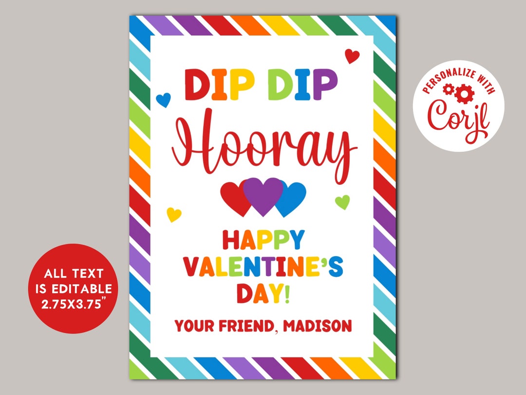 Valentine Card Editable Printable Dip Dip Hooray - Etsy