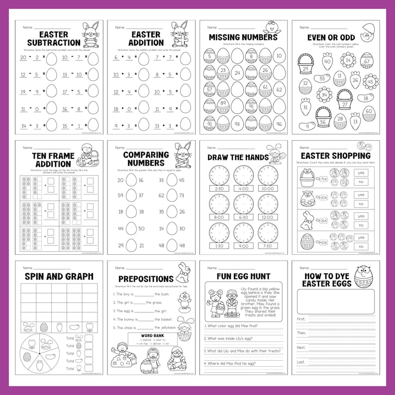 Easter Printables - First Grade - Math - Literacy - Instant Download ...