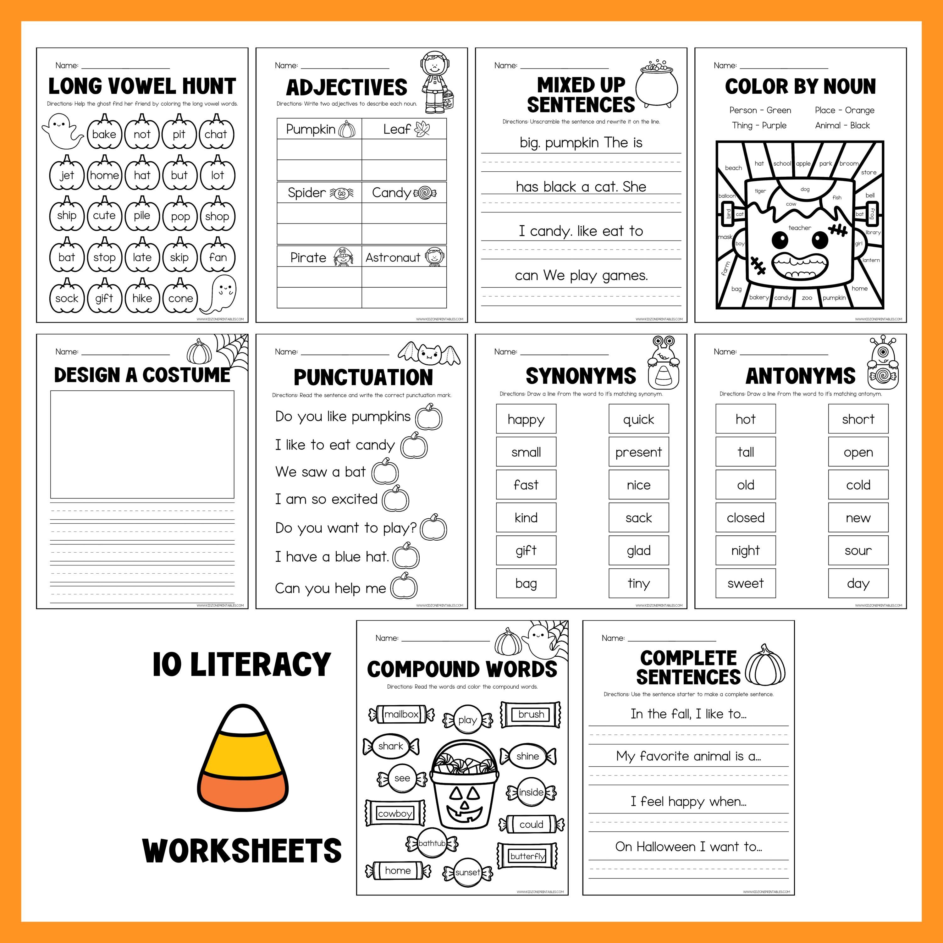 First Grade - Worksheets - Halloween Theme - Printable - Homeschool ...