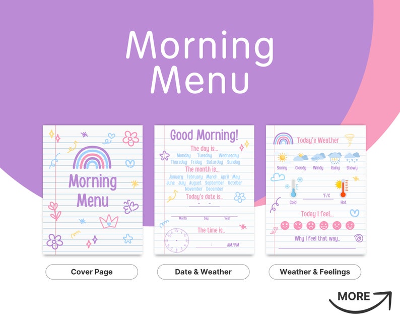 Elementary Morning Menu - Printable - Homeschool - First Grade - Second ...