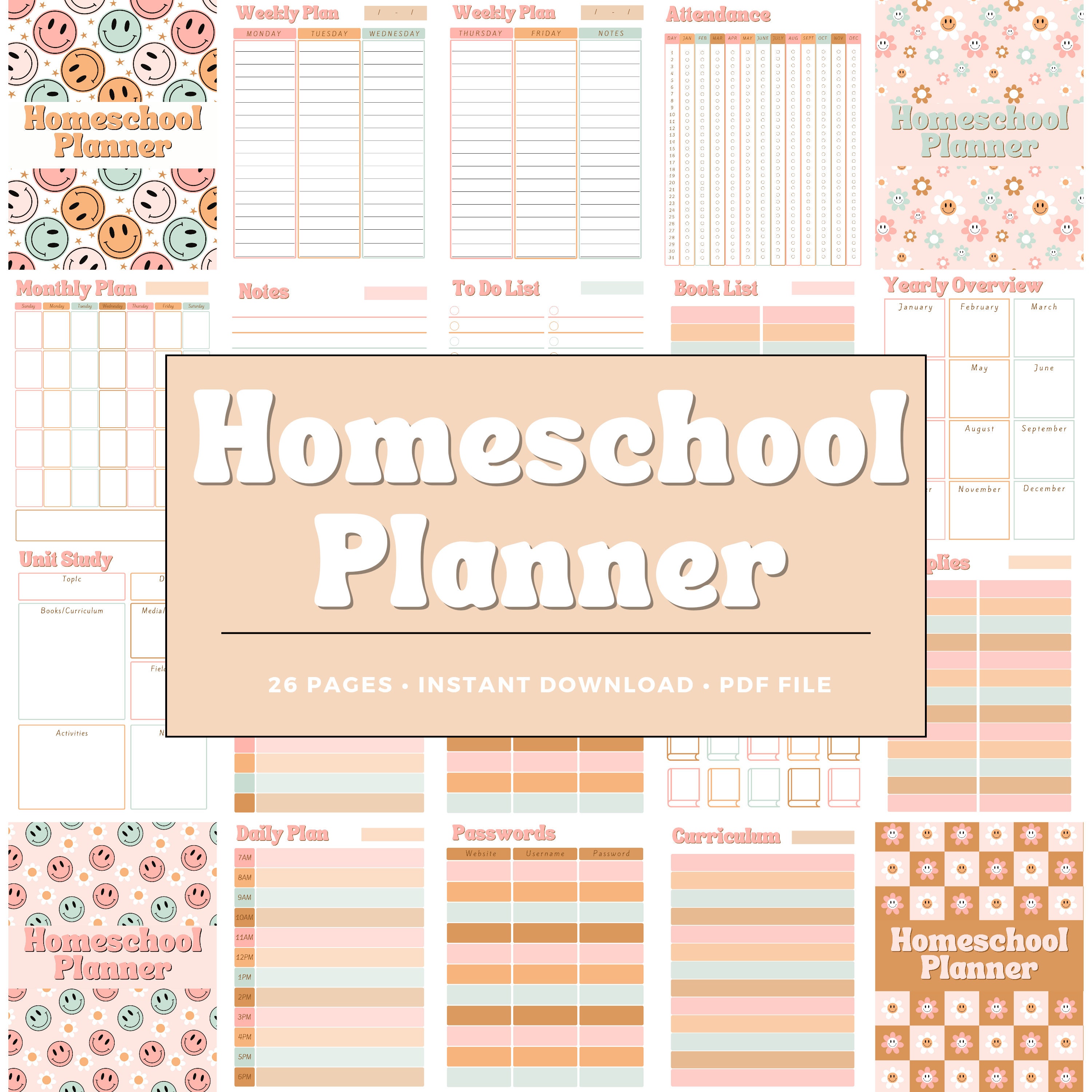 Homeschool Planner - Printable - Lesson Planner - Weekly Planner ...