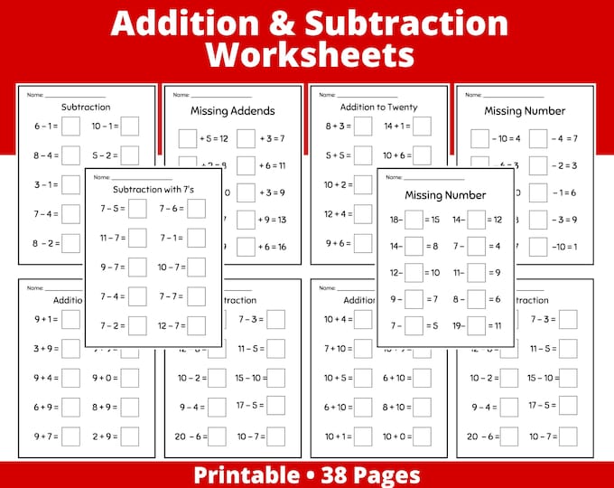 Subtraction Cards - Numbers 0 to 20 - Printable - Flash Cards ...