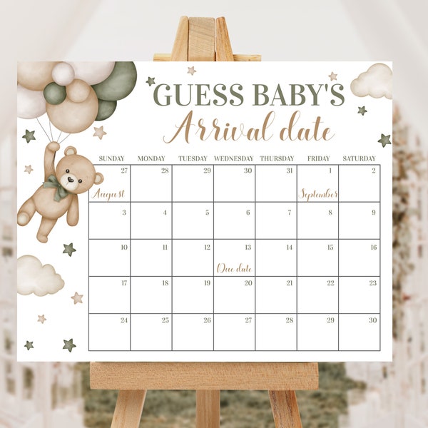 Printable Bear Calendar - Etsy