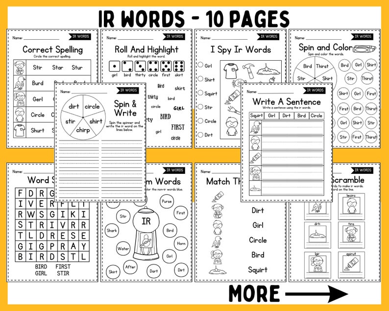 R Controlled Vowels Worksheets Bossy R Bundle - Etsy