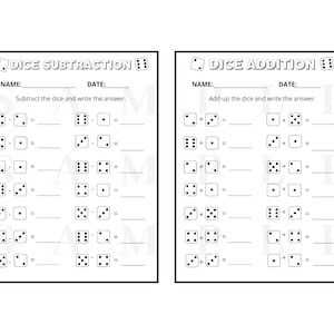 Dice Worksheets - Kindergarten - First Grade - Instant Download ...