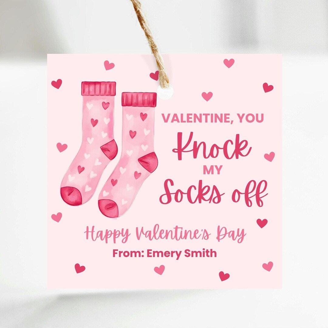 Socks Valentine Tag - Editable - Printable - School Valentines - Canva ...