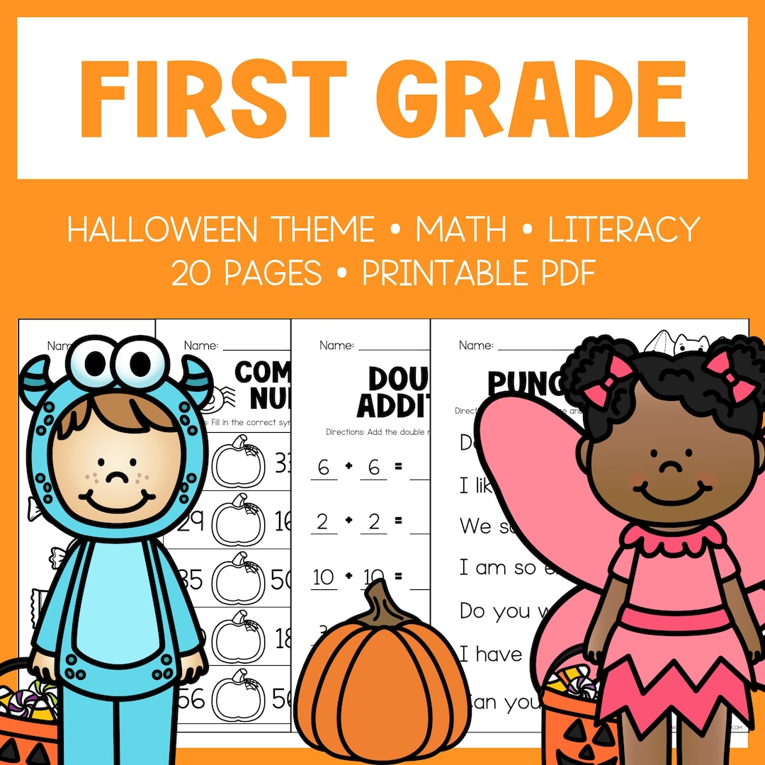 First Grade - Worksheets - Halloween Theme - Printable - Homeschool ...