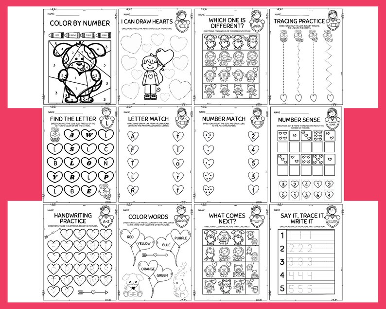 Preschool Pack - Printable - February - Math - Letters - Instant ...