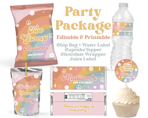 Groovy Birthday Party Package Bundle Editable - Etsy