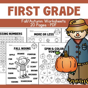 First Grade - Worksheets - Fall Theme - Printable - Homeschool ...