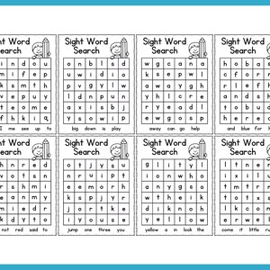 Word Search - Sight Words - Printable - Worksheets - Pre-k ...