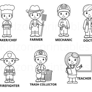 Community Helpers Coloring Pages - Printable - Instant Download - Etsy