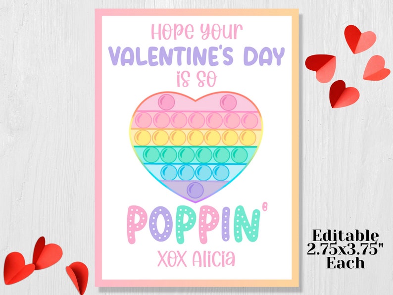 Poppin Valentine Card Printable Editable Pop It | Etsy