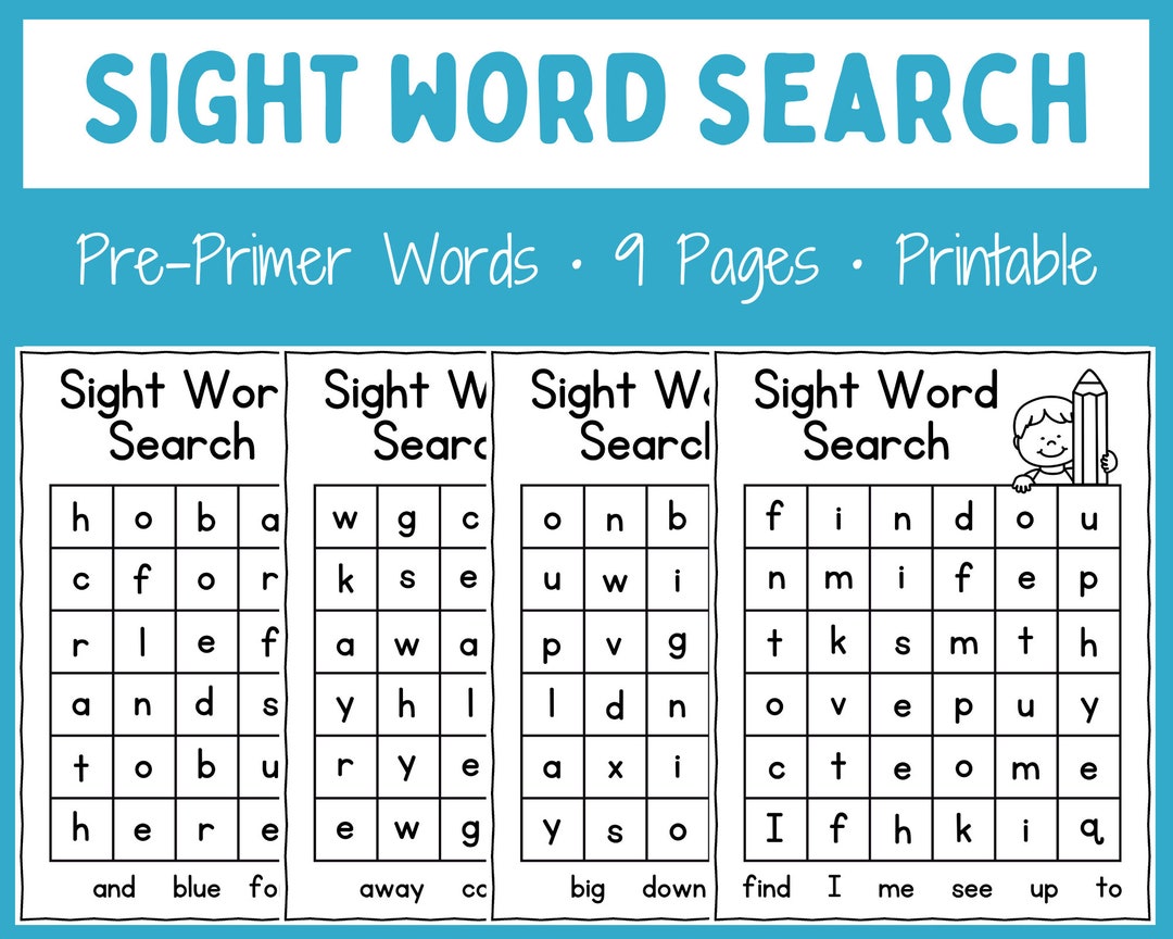 Word Search - Sight Words - Printable - Worksheets - Pre-k ...