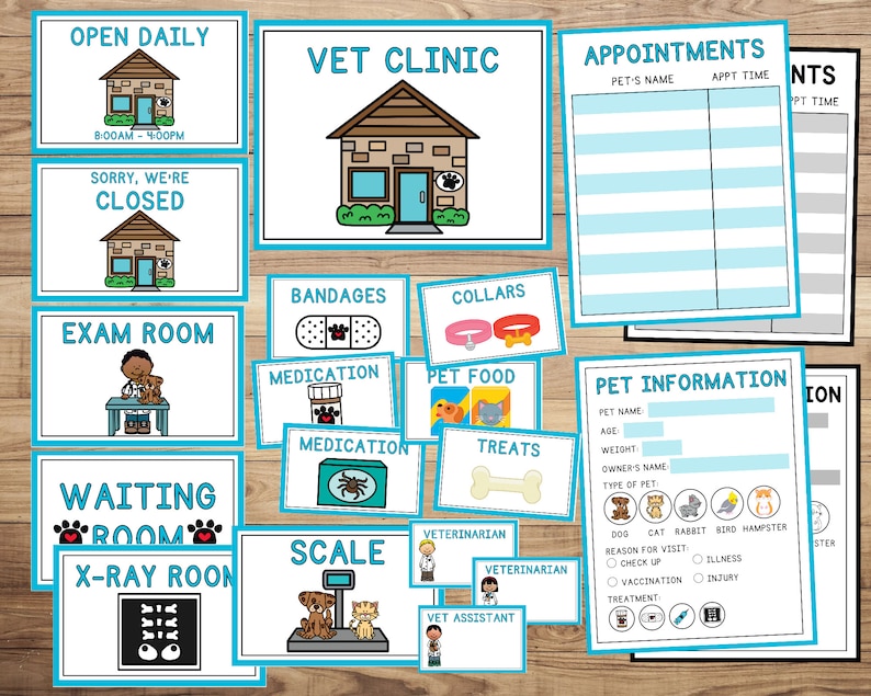 Vet Clinic Pretend Play - Printable - Dramatic Play - Instant Download ...
