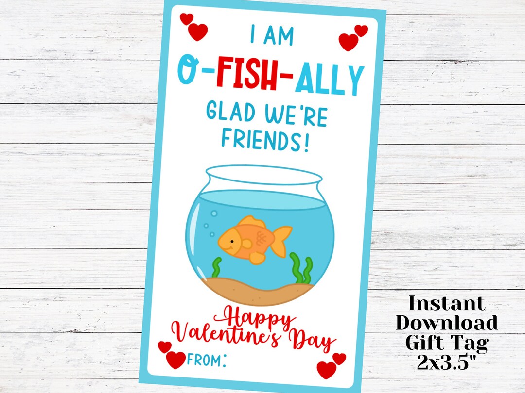 Valentine Gift Tag O-fish-ally Printable Instant Download School ...