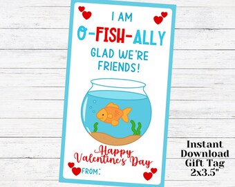 Valentine Gift Tag Printable Goldfish Instant Download | Etsy