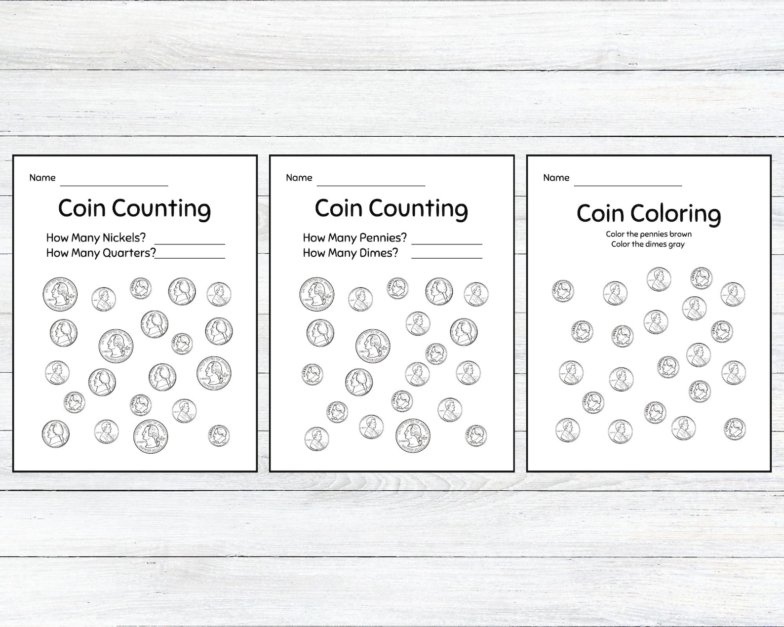 Coin Worksheets Printable Instant Download Money Worksheets - Etsy