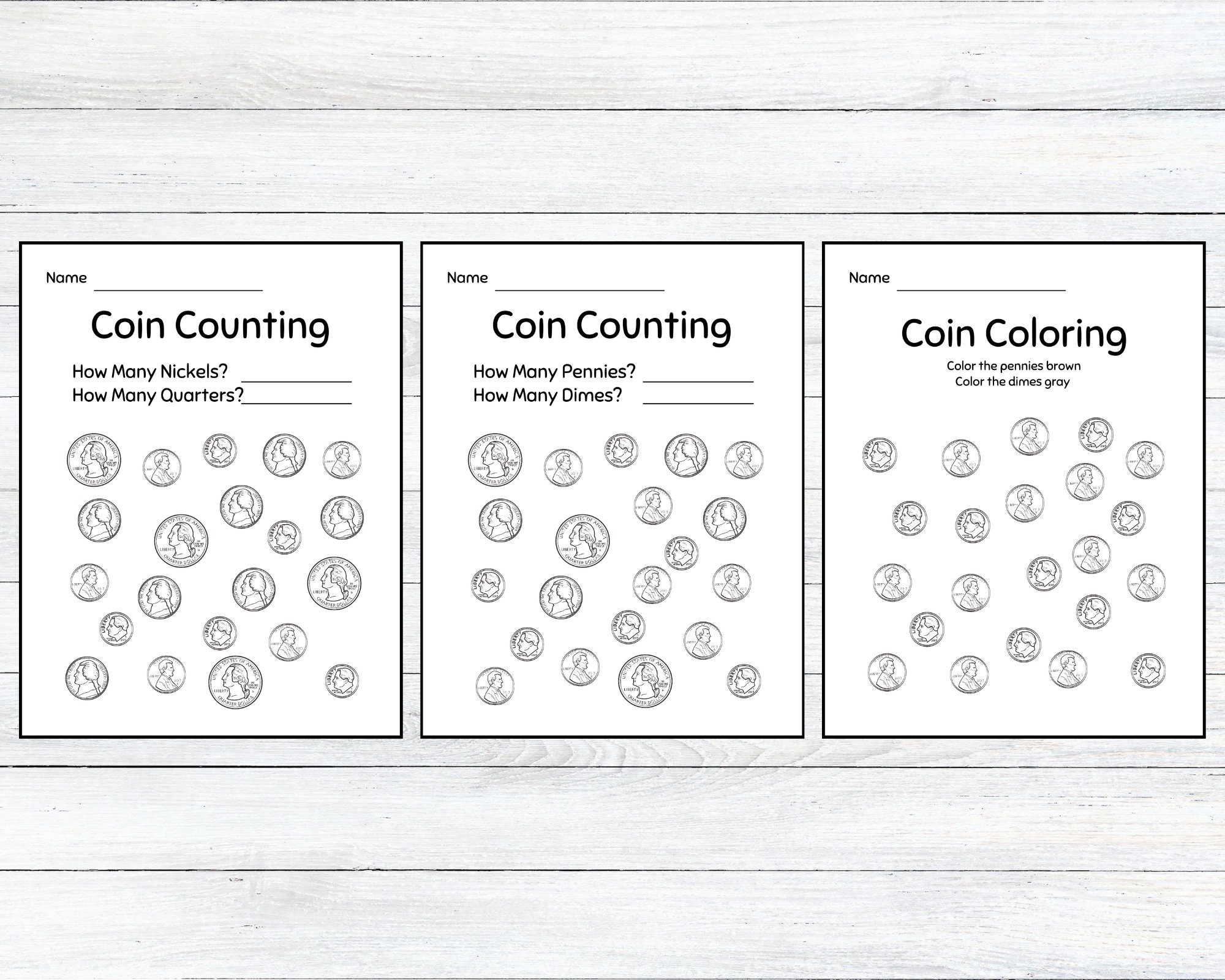 Coin Worksheets - Printable - Instant Download - Money Worksheets - Etsy