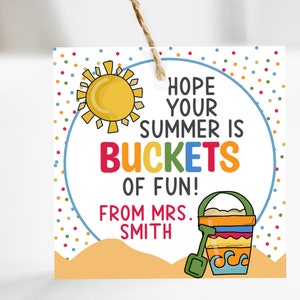 Summer Gift Tag Editable Printable Buckets of Fun Class Gift Tag School ...