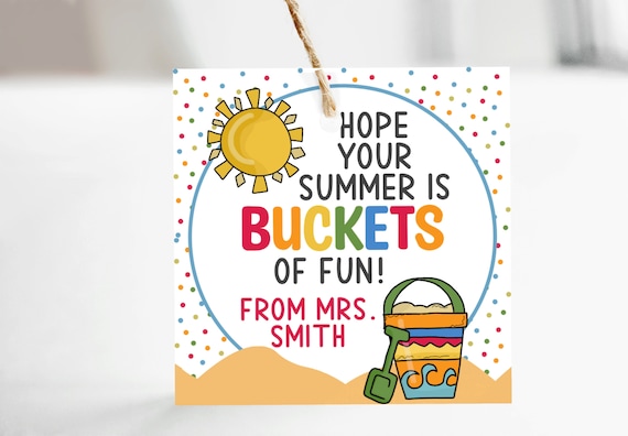 Summer Gift Tag Editable Printable Buckets of Fun | Etsy
