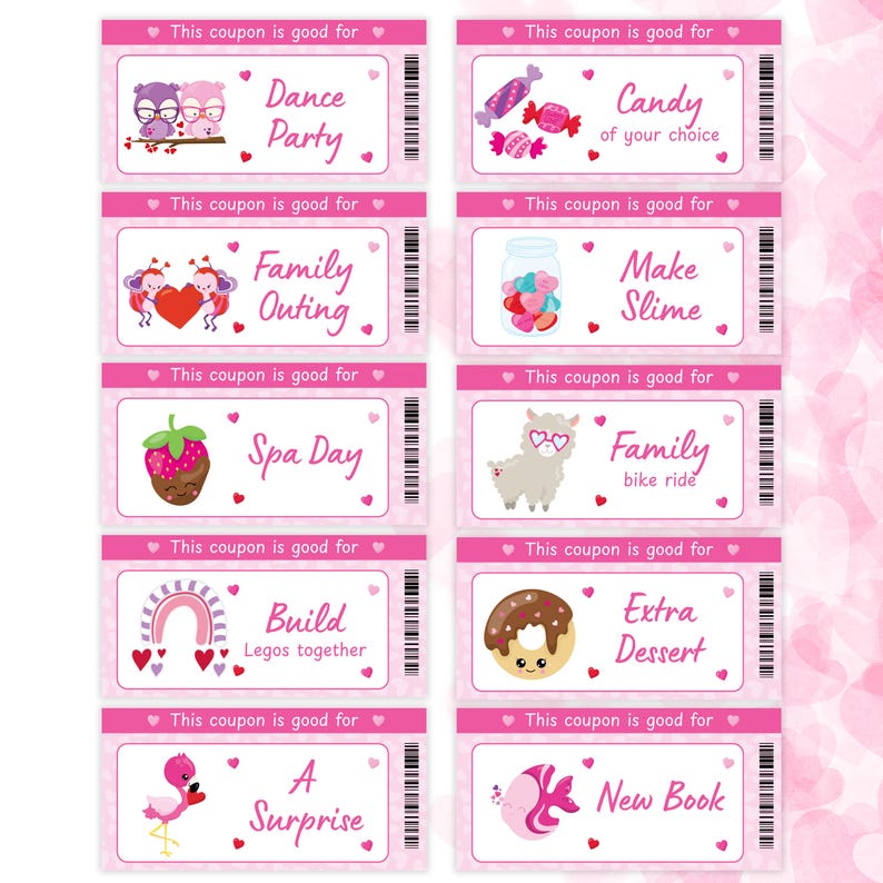 Editable Valentine Coupons - Printable - Kids Valentine's Day - Digital ...